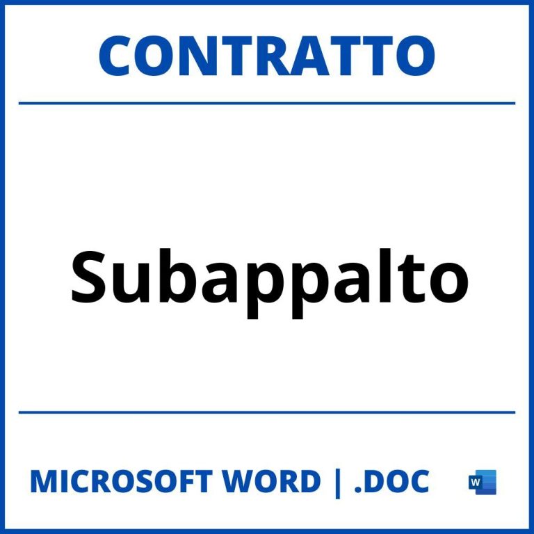Fac Simile Contratto Di Subappalto Edilizia