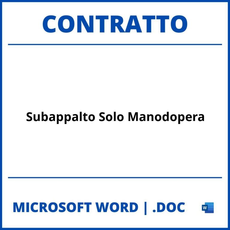 Fac Simile Contratto Di Subappalto Edile